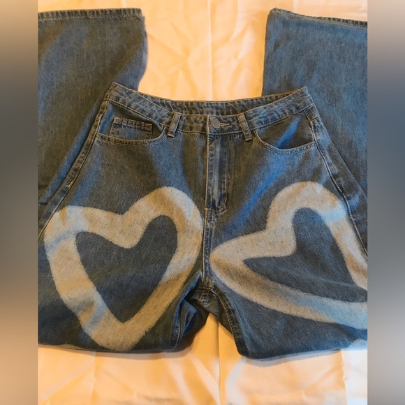 SHEIN | Jeans | Indie Heart Design Wide Leg Jeans | Poshmark
